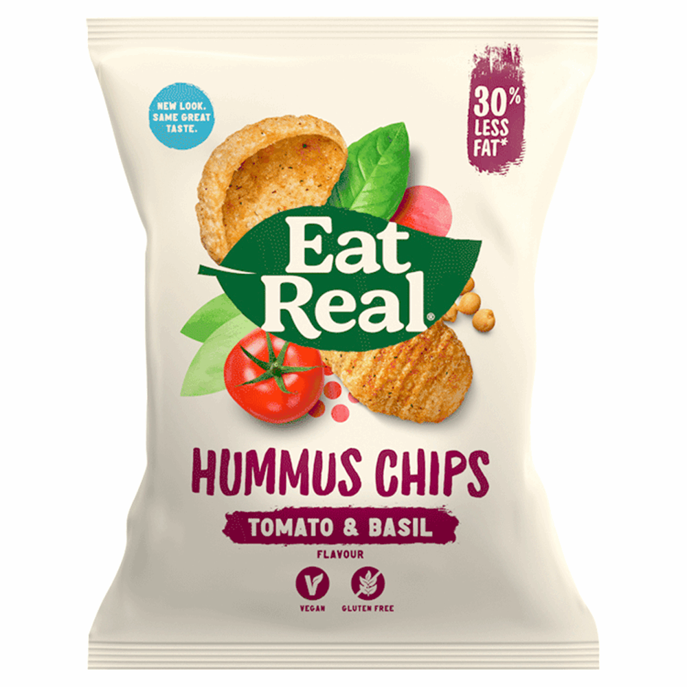 Eat Real Hummus Chips Tomato & Basil Flavour 45g by British Store Online