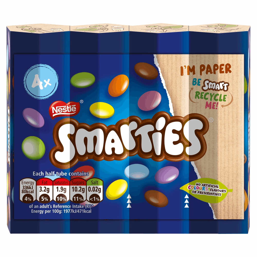 Smarties Milk Chocolate Tube Multipack 4x34g (136g) by British Store Online